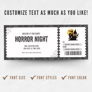 Editable Horror Night Coupon, Custom Spooky Adventure Ticket Template ...