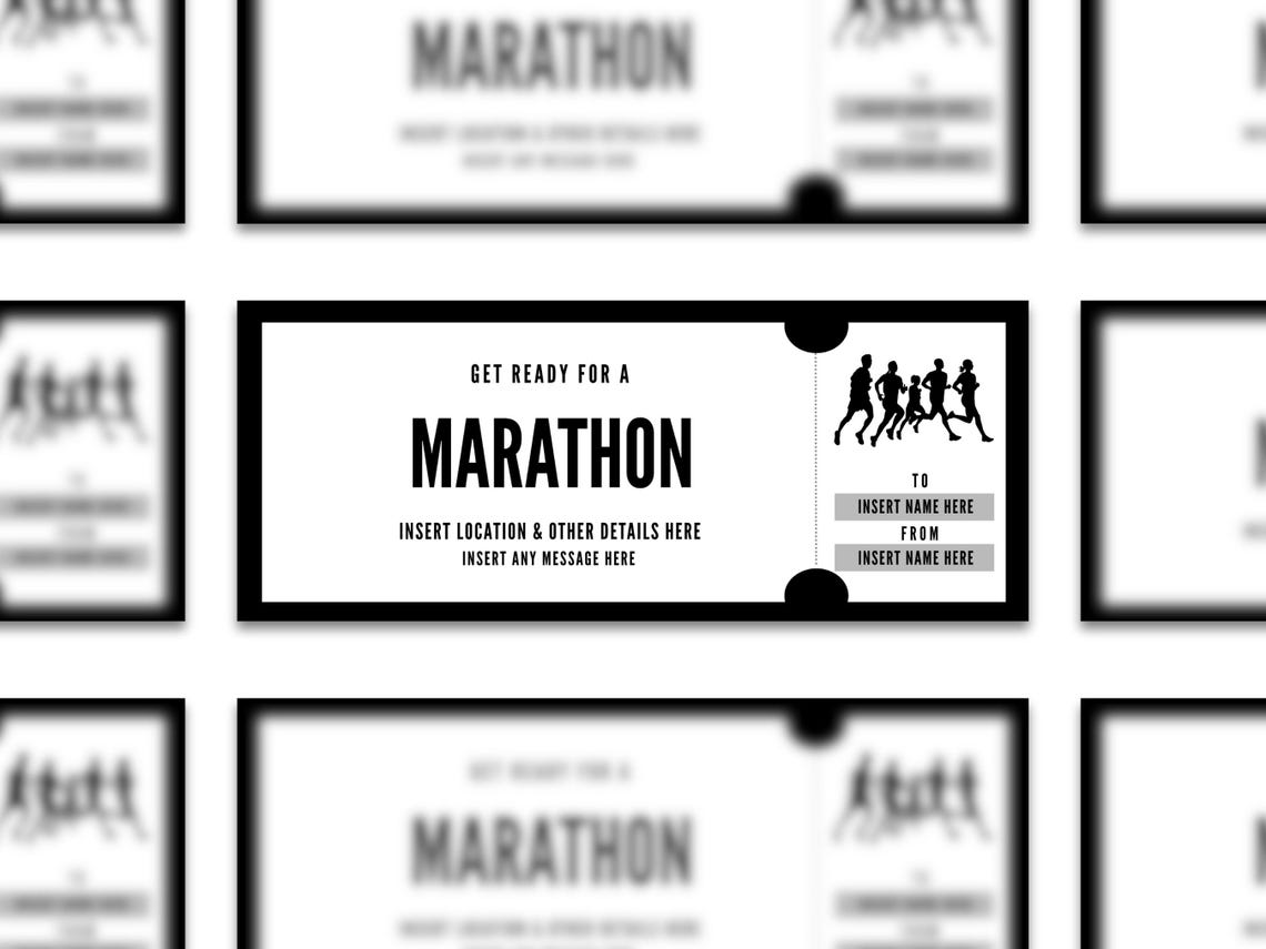 Editable Marathon Ticket Template, Custom Marathon Race Coupon ...