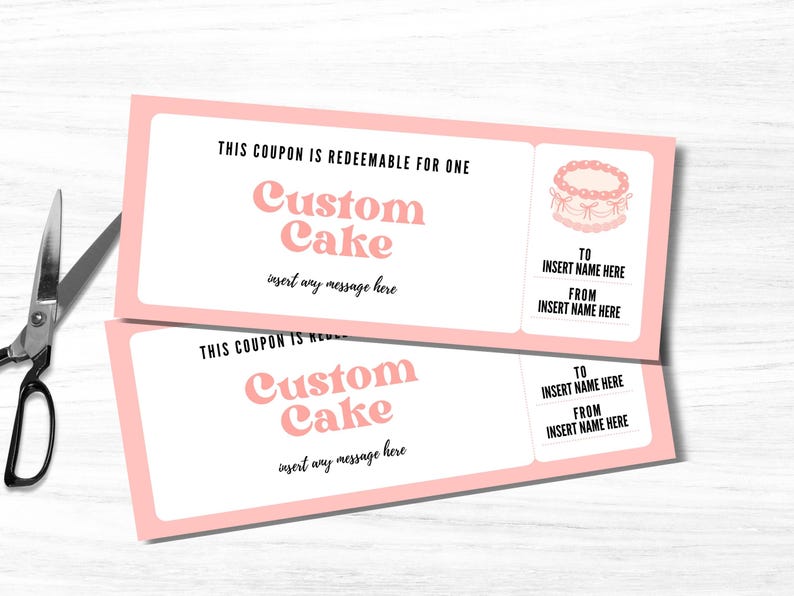 Editable Custom Cake Coupon, Printable Homemade Cake Ticket Template ...