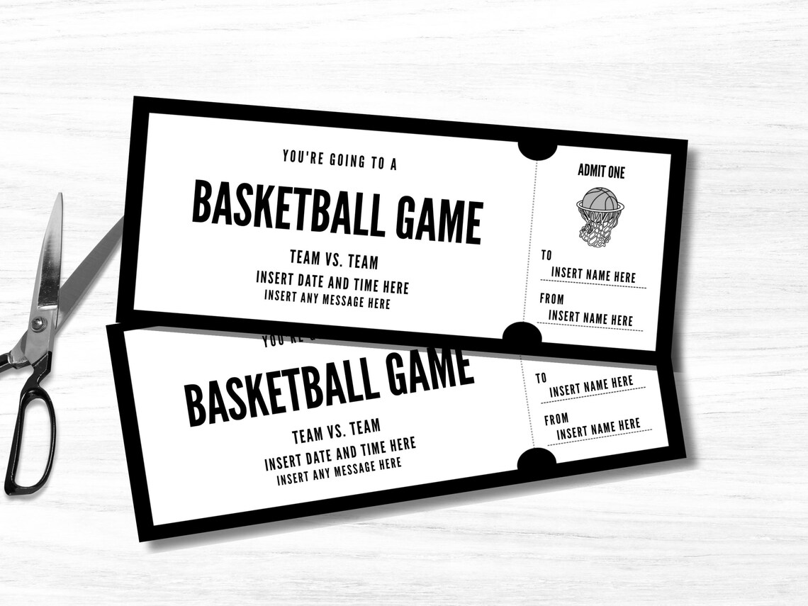 Editable Basketball Game Ticket Template, Printable Basketball Ticket ...