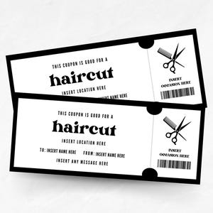 Editable Haircut Coupon, Printable Hair Cut Gift Certificate, Custom ...