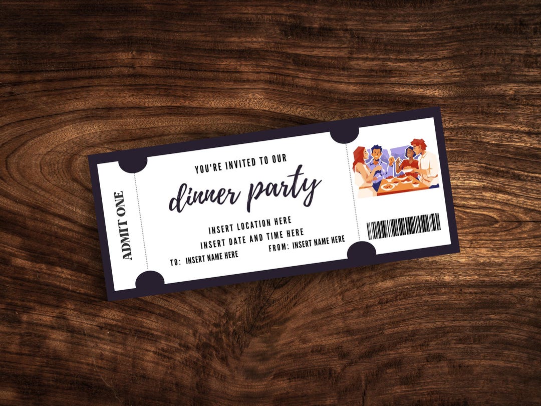 Custom Dinner Party Coupon, Printable Surprise Dinner Party Invitation ...
