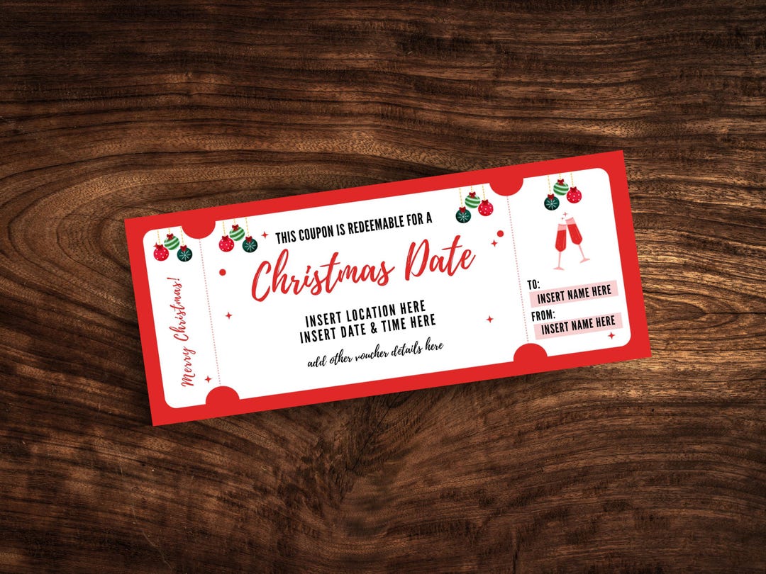 Custom Christmas Dinner Date Night Coupon, Printable Surprise Dinner ...