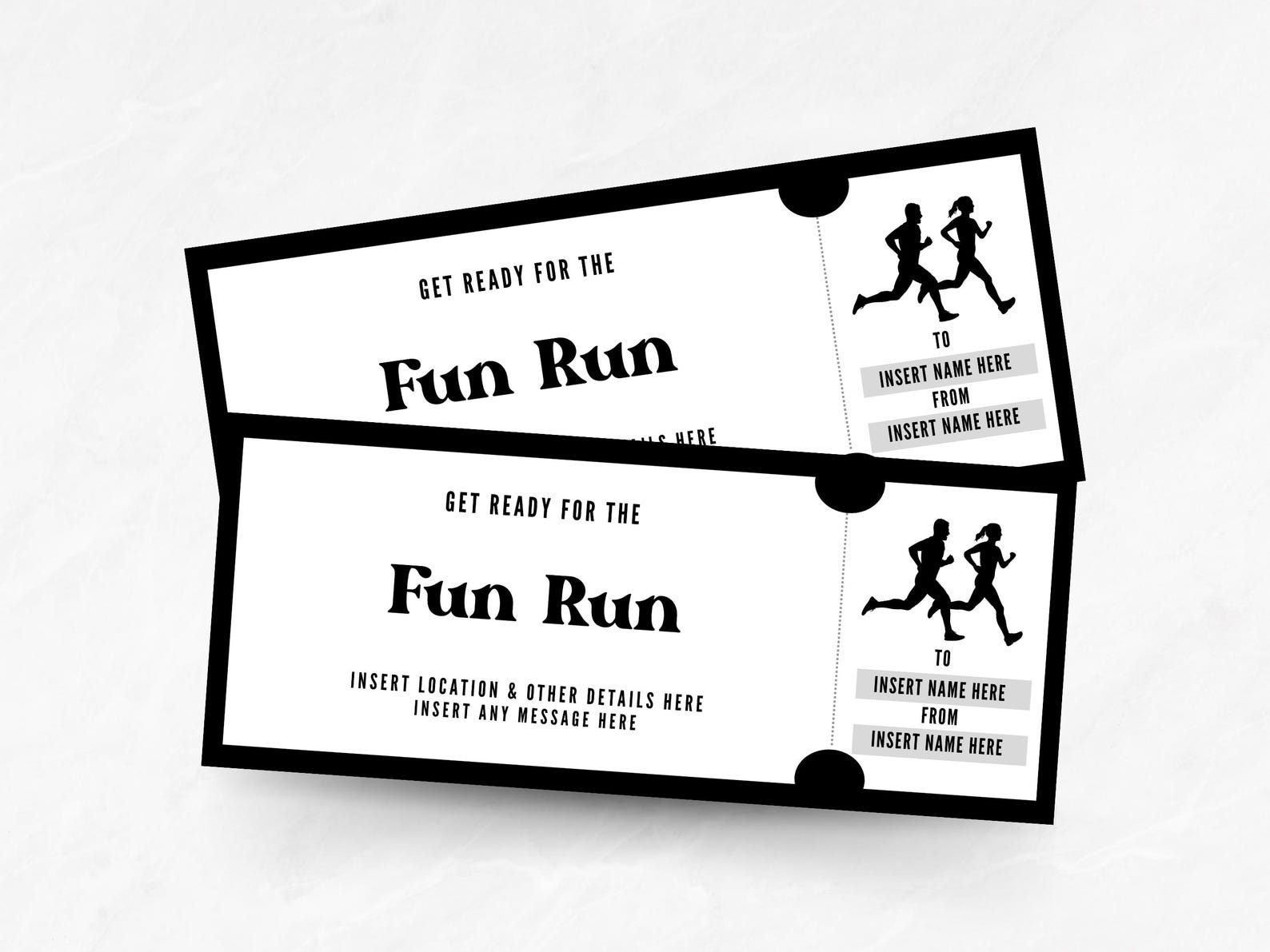 Editable Fun Run Ticket Template, Custom Race Coupon, Printable 1/2 ...