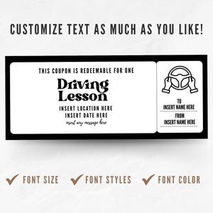 Editable Driving Lesson Coupon Template, Custom Road Lesson Voucher ...