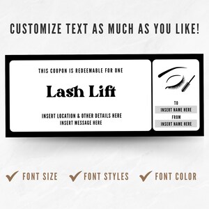Editable Lash Lift Coupon Template, Custom Eyelash Lift Gift ...