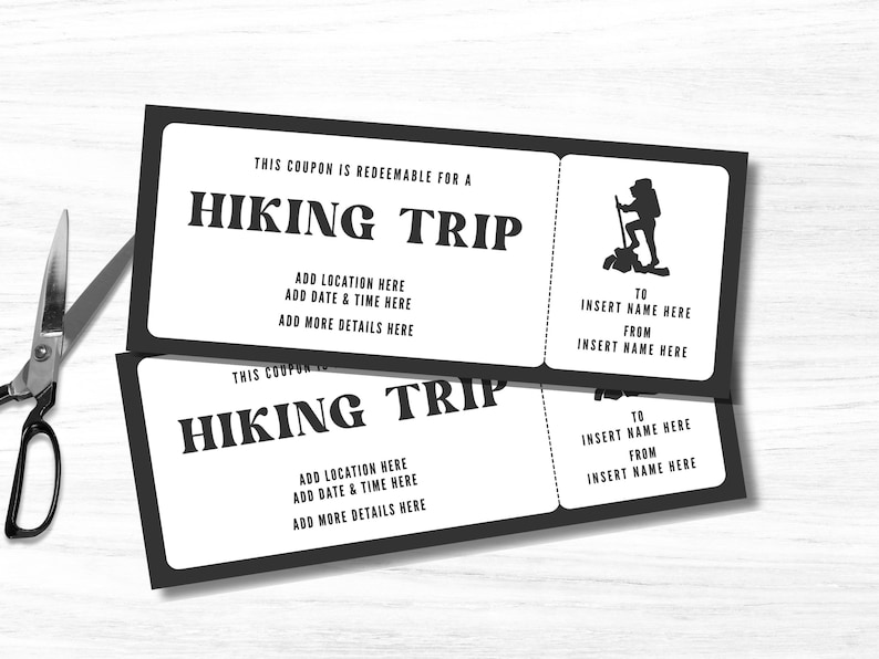 Editable Hiking Trip Coupon, Custom Wilderness Hike Gift Certificate ...