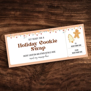 Editable Holiday Cookie Swap Ticket Template, Custom Christmas Cookie ...
