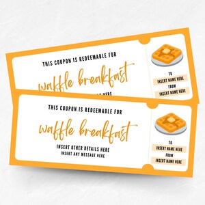 Editable Pancake Making Coupon, Printable Breakfast Date Ticket ...