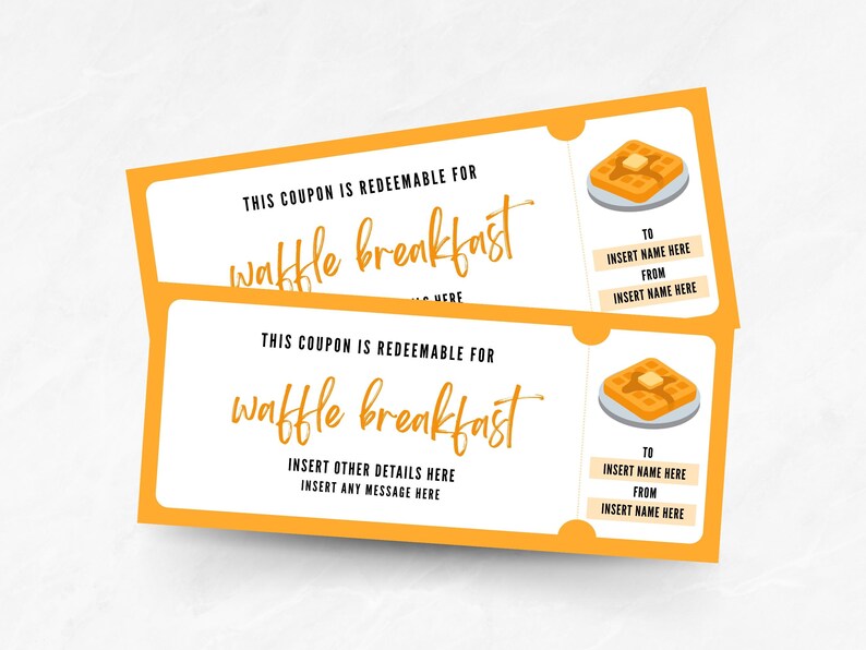Editable Pancake Making Coupon, Printable Breakfast Date Ticket ...