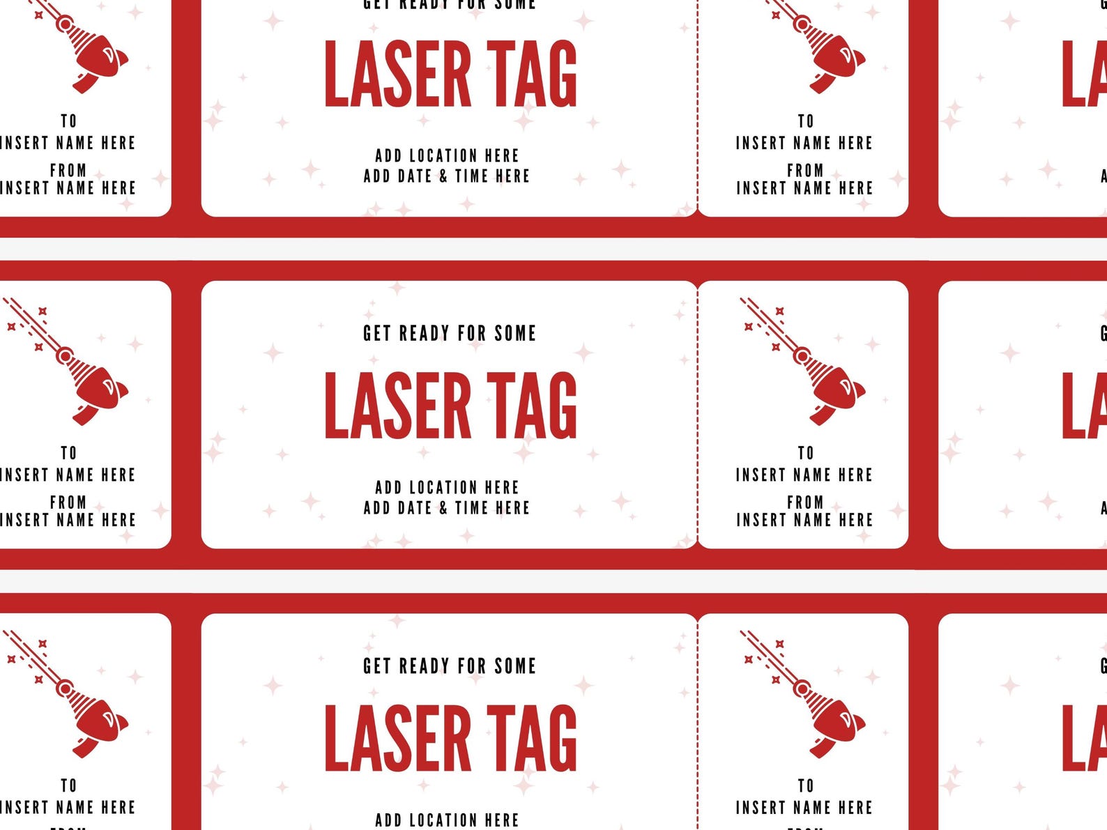 Custom Laser Tag Ticket Template, Editable Laser Tag Adventure Coupon ...