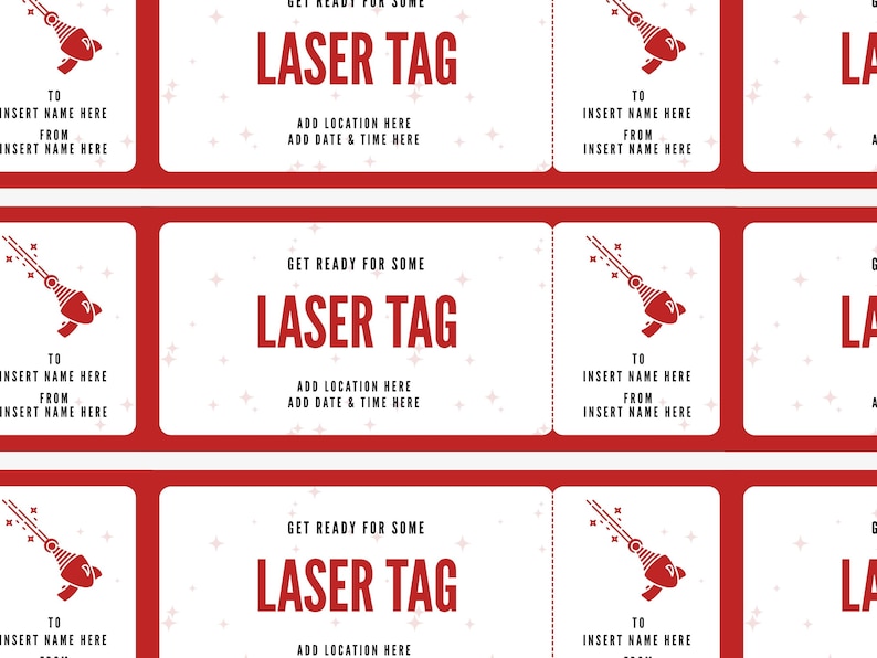 Custom Laser Tag Ticket Template, Editable Laser Tag Adventure Coupon ...