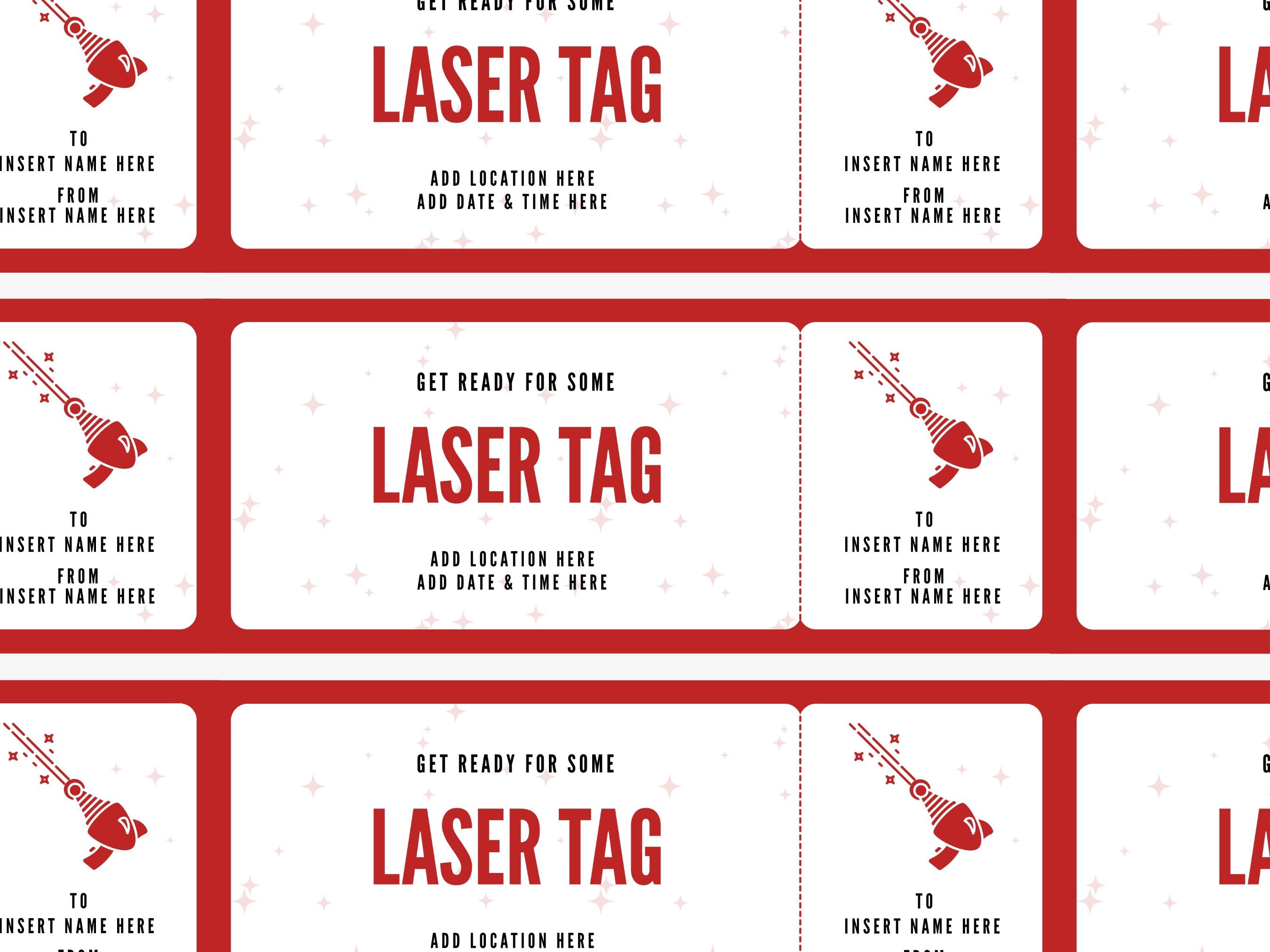 Custom Laser Tag Ticket Template, Editable Laser Tag Adventure Coupon ...