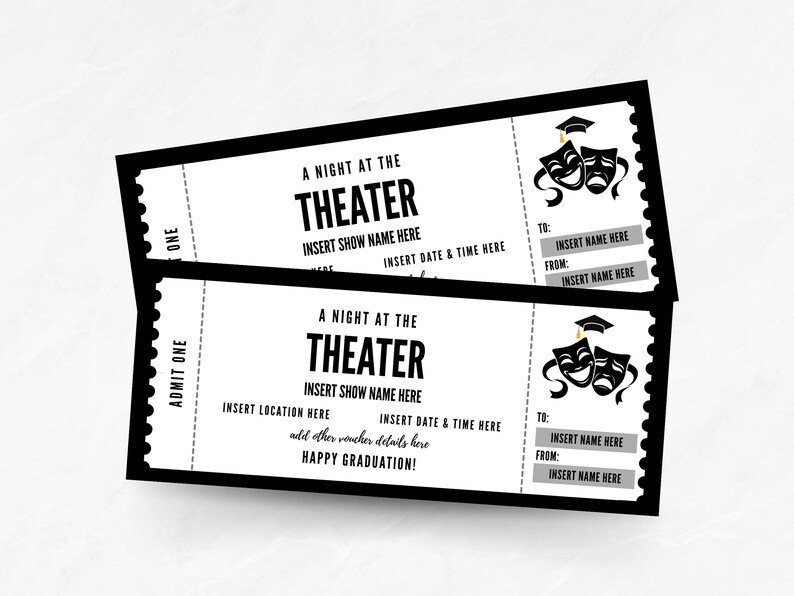 Custom Theater Ticket Template, Printable Play Show Ticket Coupon ...