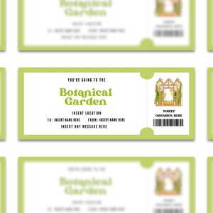 Custom Botanical Garden Ticket Template, Printable Botanical Gardens ...