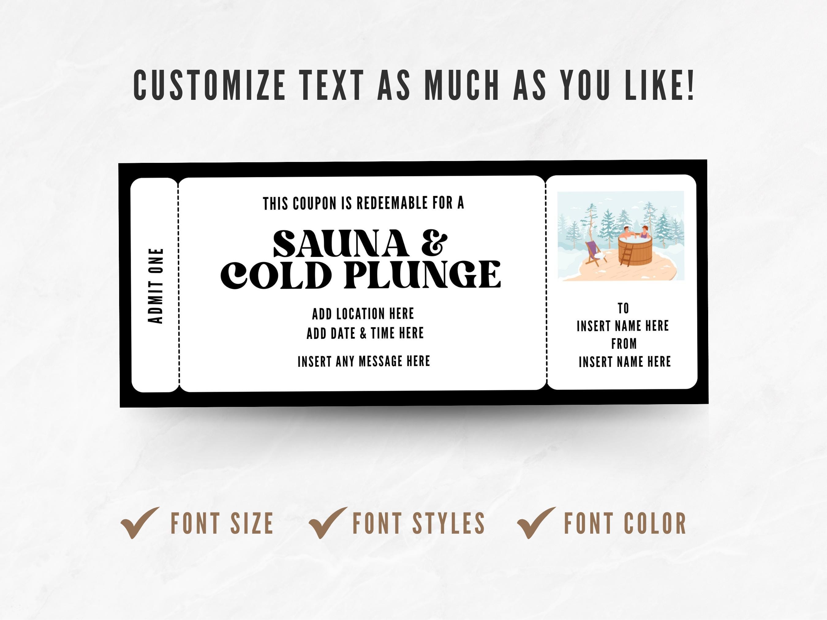 Editable Sauna & Cold Plunge Coupon, Printable Sauna and Ice Bath ...
