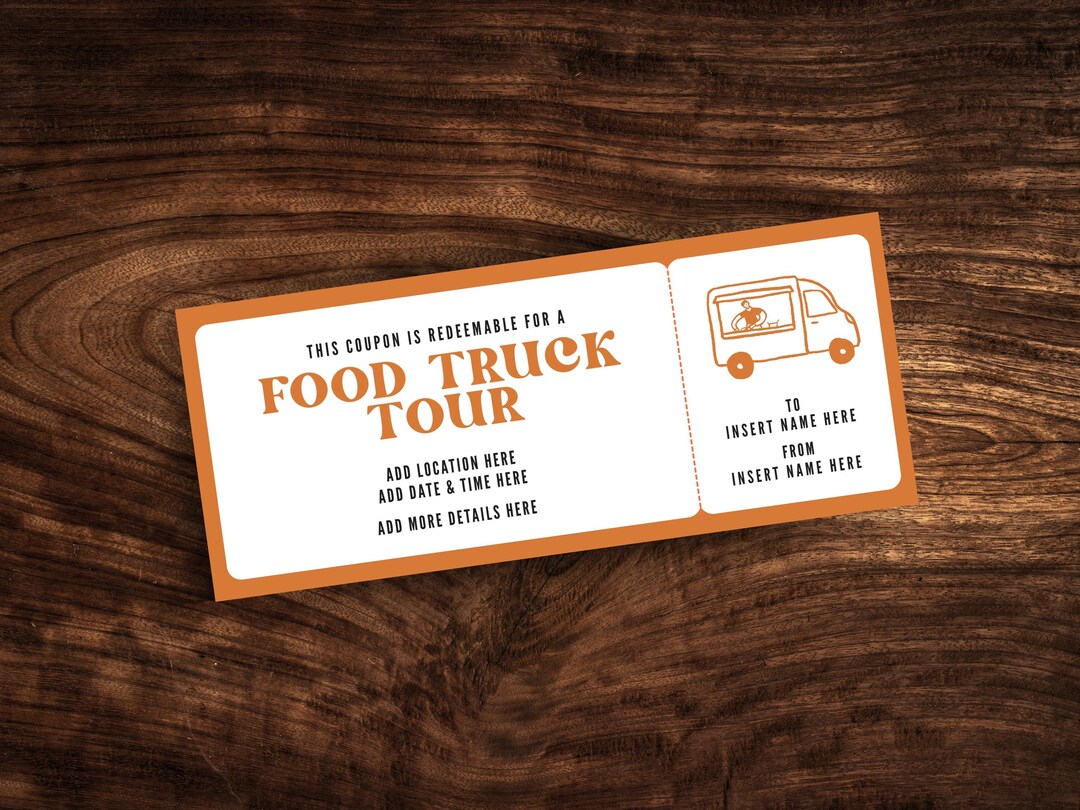 Printable Food Truck Tour Coupon Template, Editable Food Truck Festival ...
