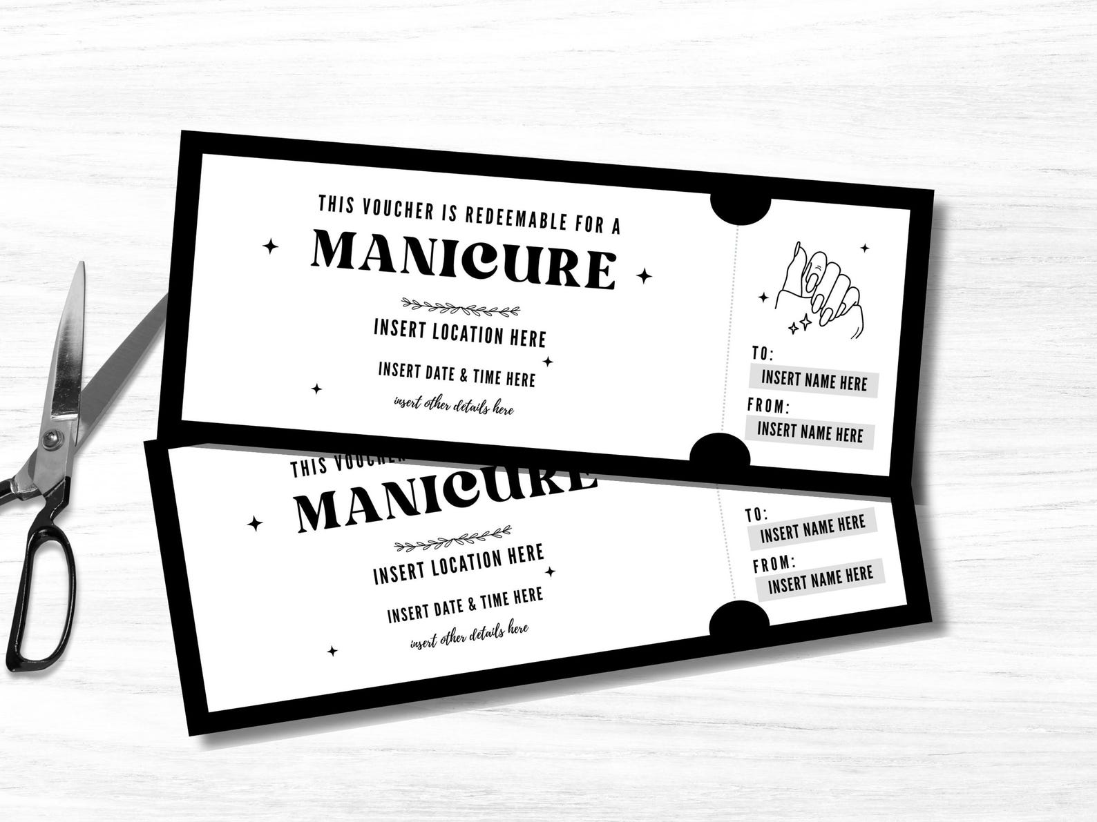 Editable Manicure Coupon Template, Custom Mani Ticket Gift Certificate ...