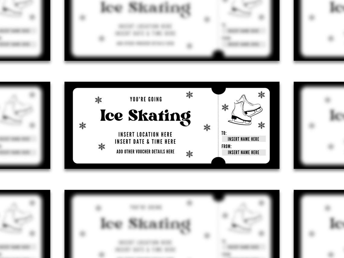 Editable Ice Skating Ticket Template, Custom Winter Ice Skating Coupon ...