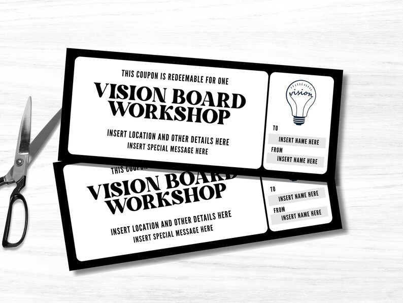 Printable Vision Board Workshop Coupon, Editable Vision Board Invite ...