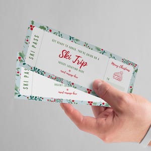 Editable Ski Lift Ticket Template, Custom Christmas Ski Trip Coupon ...