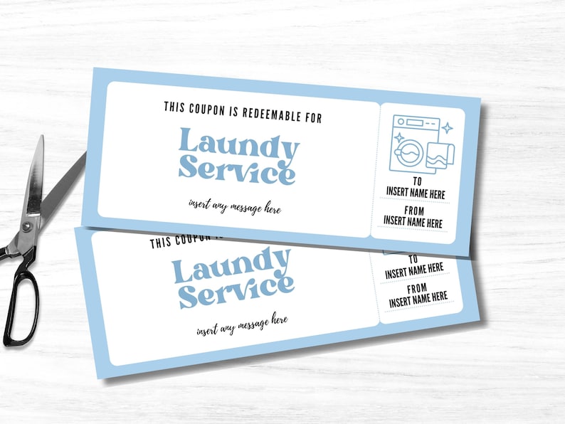 Editable Laundry Service Coupon, Custom Laundry Cleaning Service Gift ...
