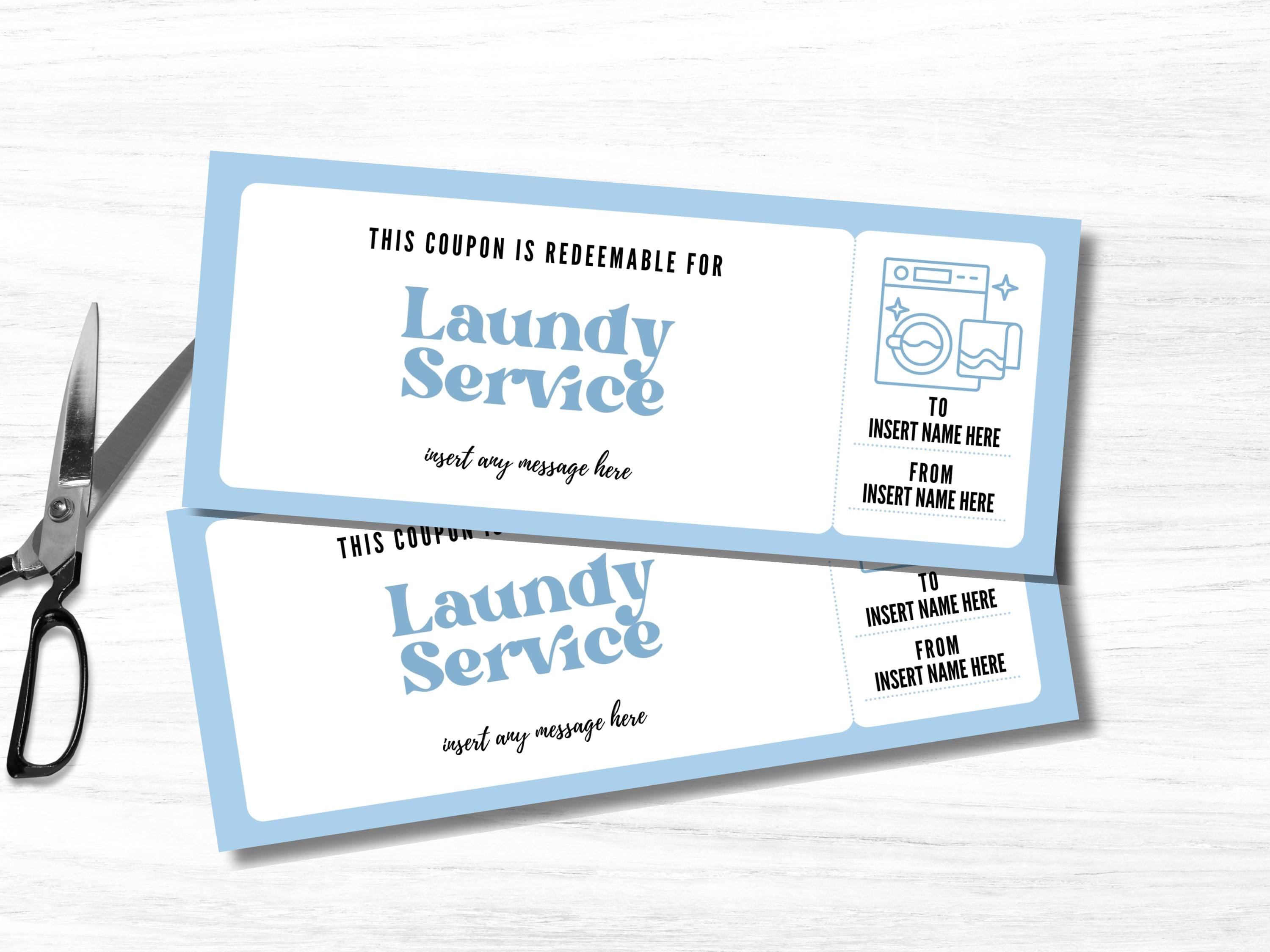 Editable Laundry Service Coupon, Custom Laundry Cleaning Service Gift ...