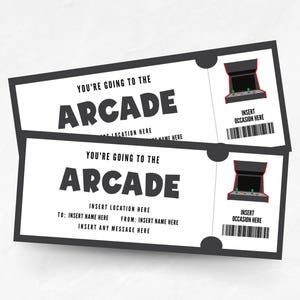 Custom Arcade Ticket Template, Editable Arcade Coupon, Surprise Video ...