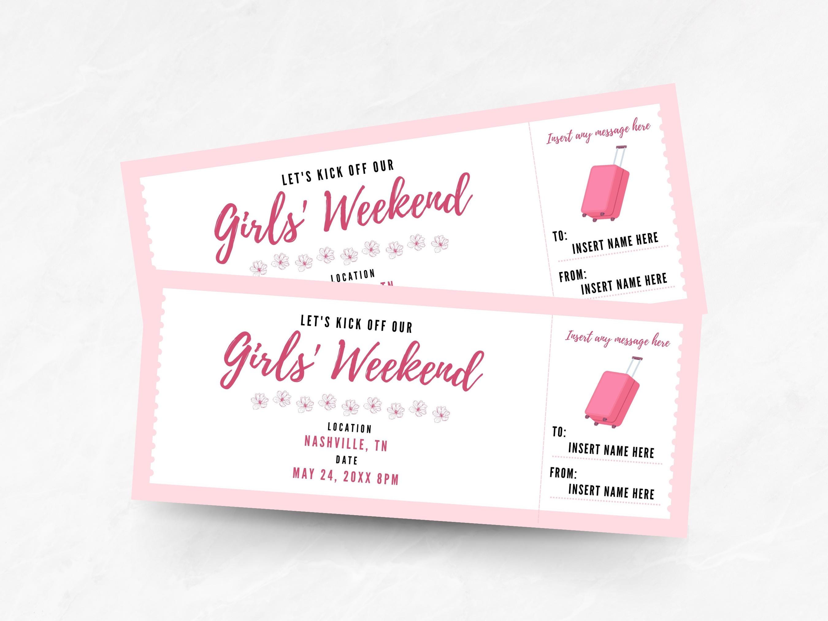 Editable Girls Trip Coupon, Girls Weekend Away Voucher, Printable Girls ...