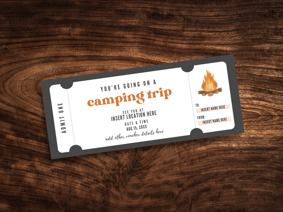 Editable Camping Trip Coupon, Custom Camping Adventure Gift Certificate ...