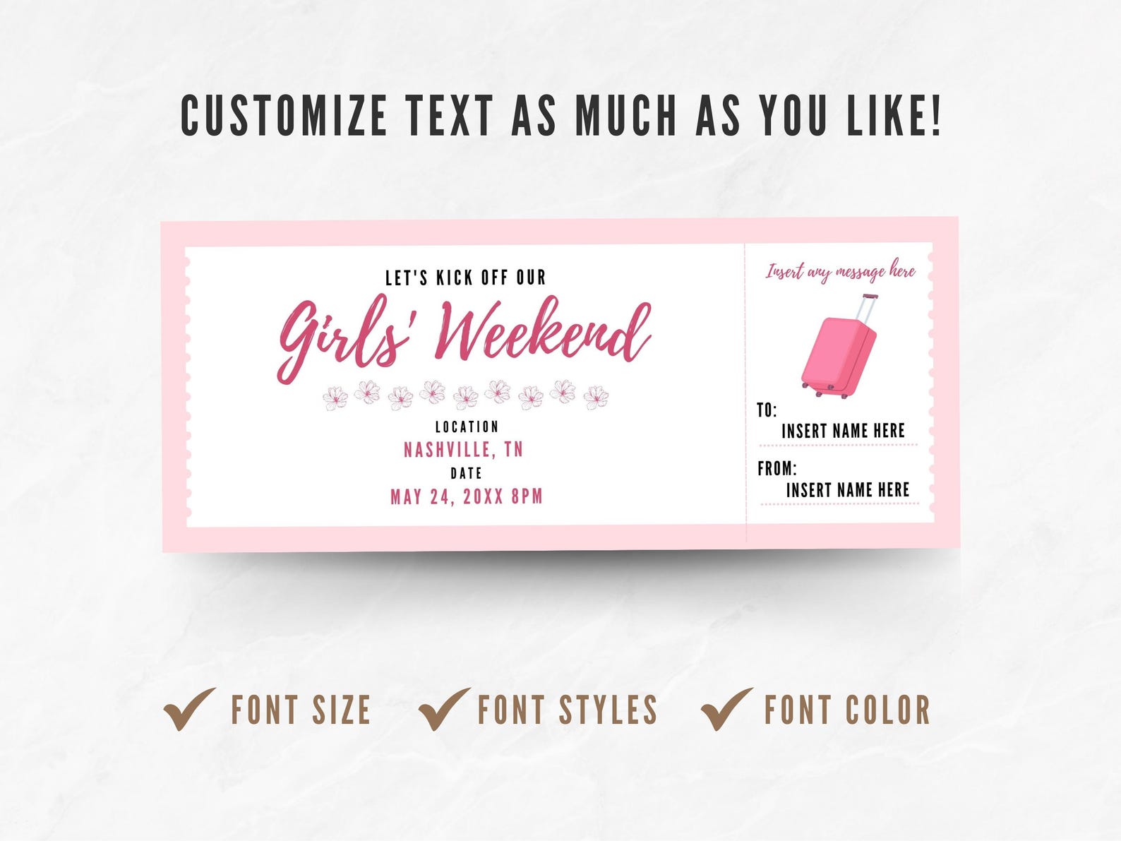 Editable Girls Trip Coupon, Girls Weekend Away Voucher, Printable Girls ...