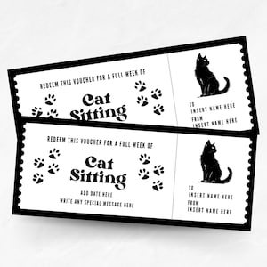 Editable Cat Sitting Coupon Template, Custom Cat Watching Ticket ...