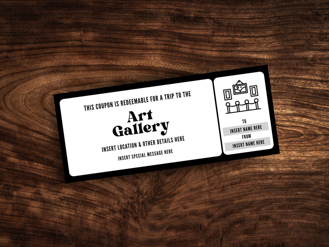 Custom Art Gallery Ticket Template, Printable Art Museum Coupon ...