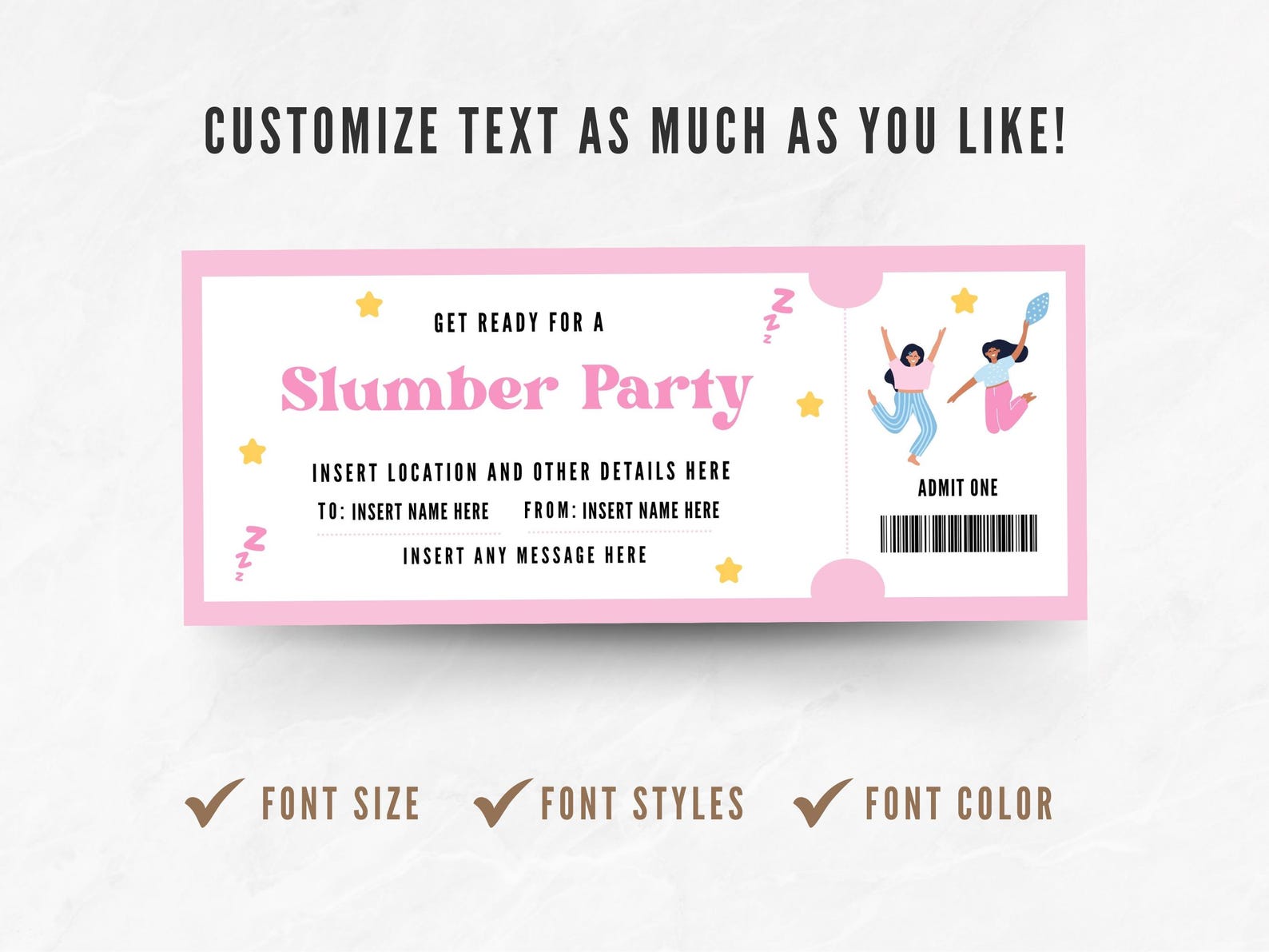 Editable Slumber Party Coupon Template, Custom Sleepover Invitation ...