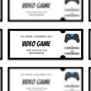 Custom Video Game Coupon Template, Editable Gamer Gift Certificate ...