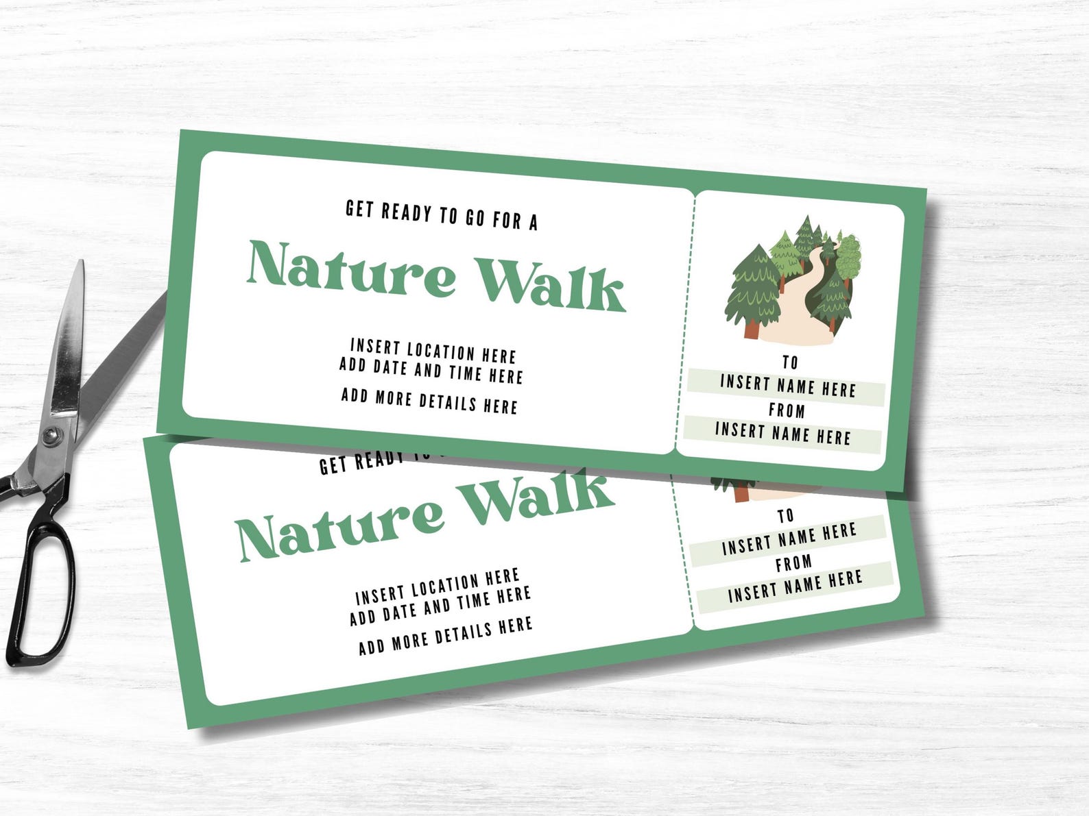 Editable Nature Walk Coupon, Custom Wilderness Nature Hike Gift ...