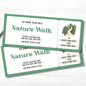 Editable Nature Walk Coupon, Custom Wilderness Nature Hike Gift ...