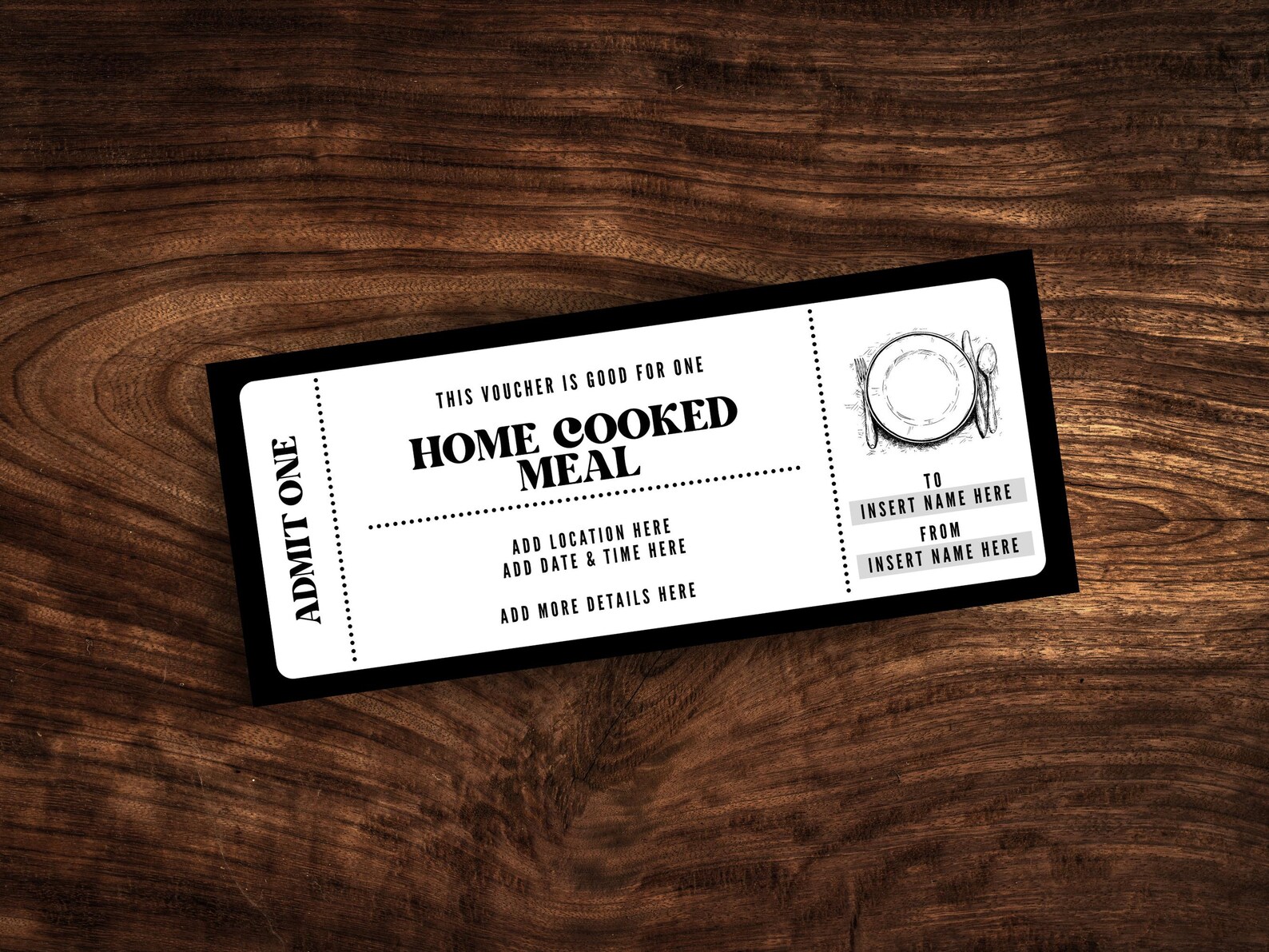 Editable Home Cooked Meal Coupon, Printable Homemade Meal Ticket ...