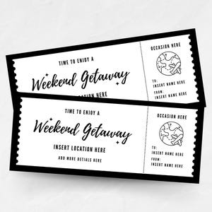 Editable Weekend Getaway Coupon Template, Custom Surprise Hotel ...