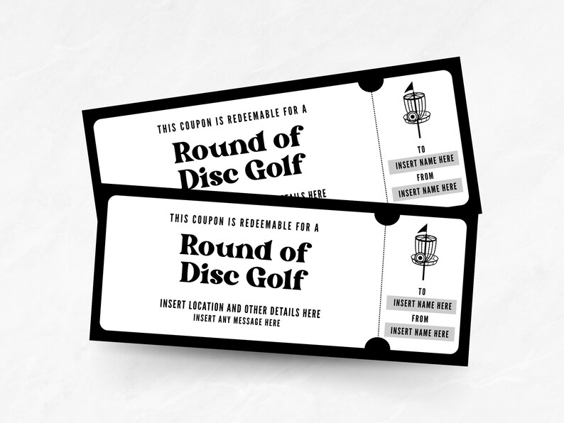 Editable Round of Disc Golf Gift Certificate, Custom Disc Golf Coupon ...