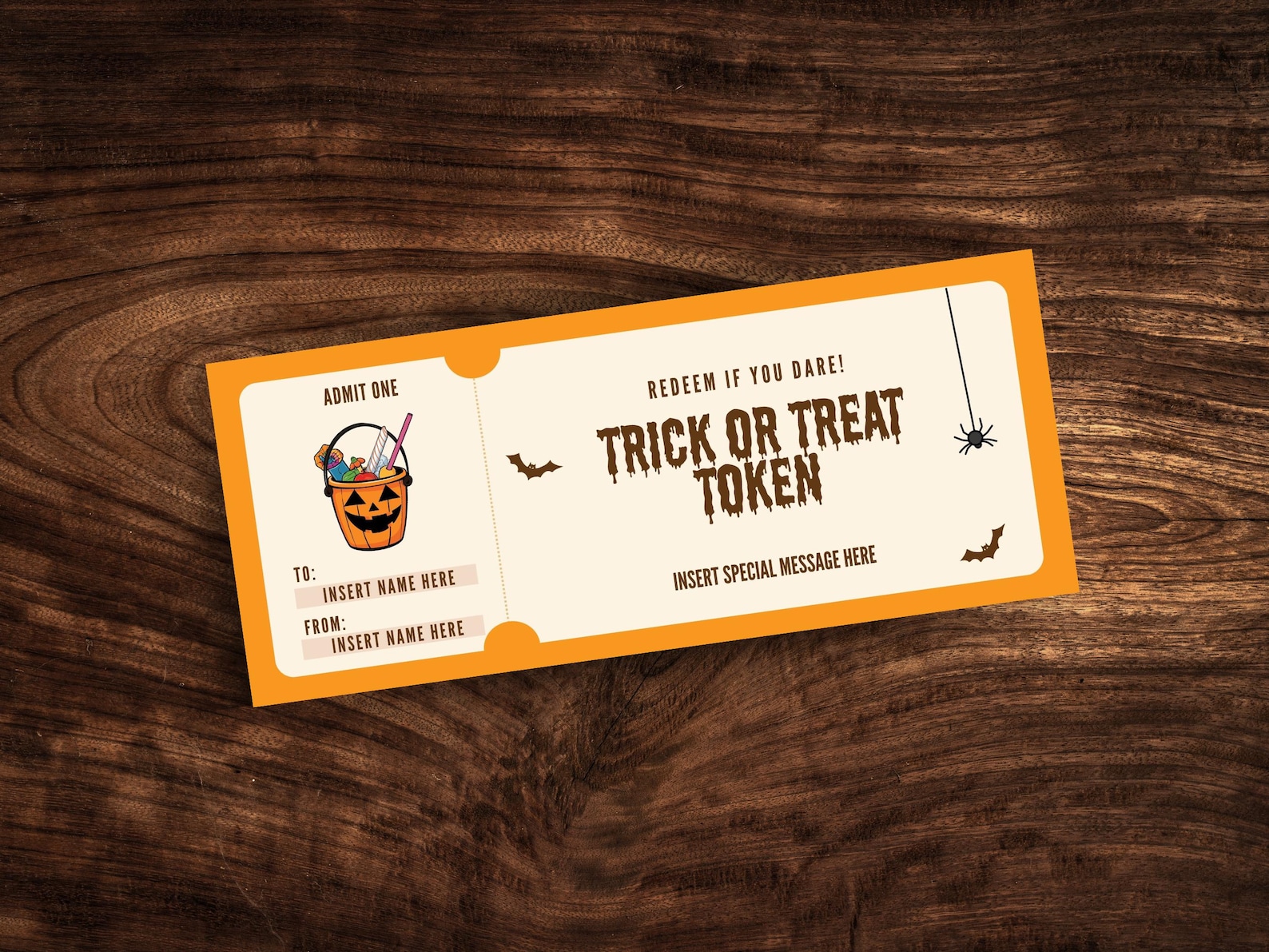 Editable Trick or Treat Token Coupon, Printable Halloween Candy ...