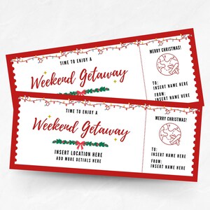 Editable Christmas Weekend Getaway Coupon Template, Custom Surprise ...
