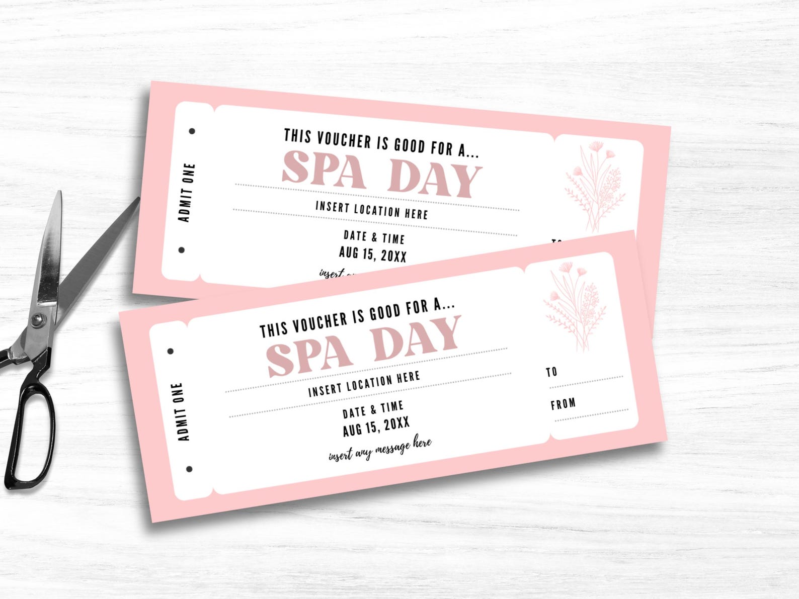 Editable Spa Day Coupon, Printable Spa Ticket Voucher, Custom Spa Day ...