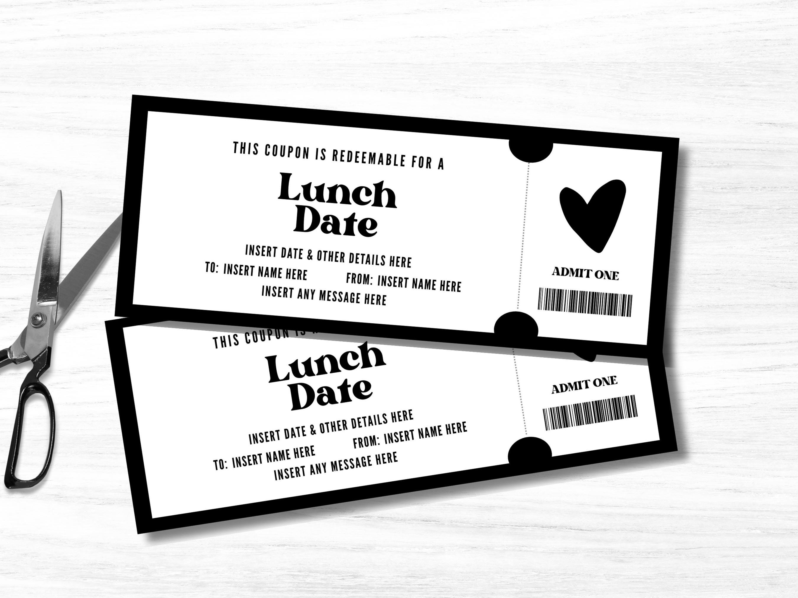 Custom Lunch Date Coupon, Printable Surprise Lunch Date Voucher ...