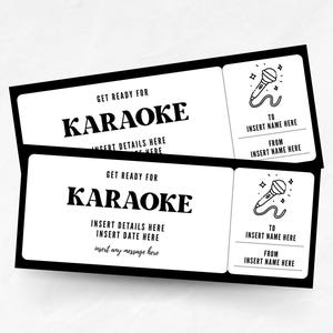 Editable Karaoke Night Coupon, Custom Karaoke Date Ticket Template ...