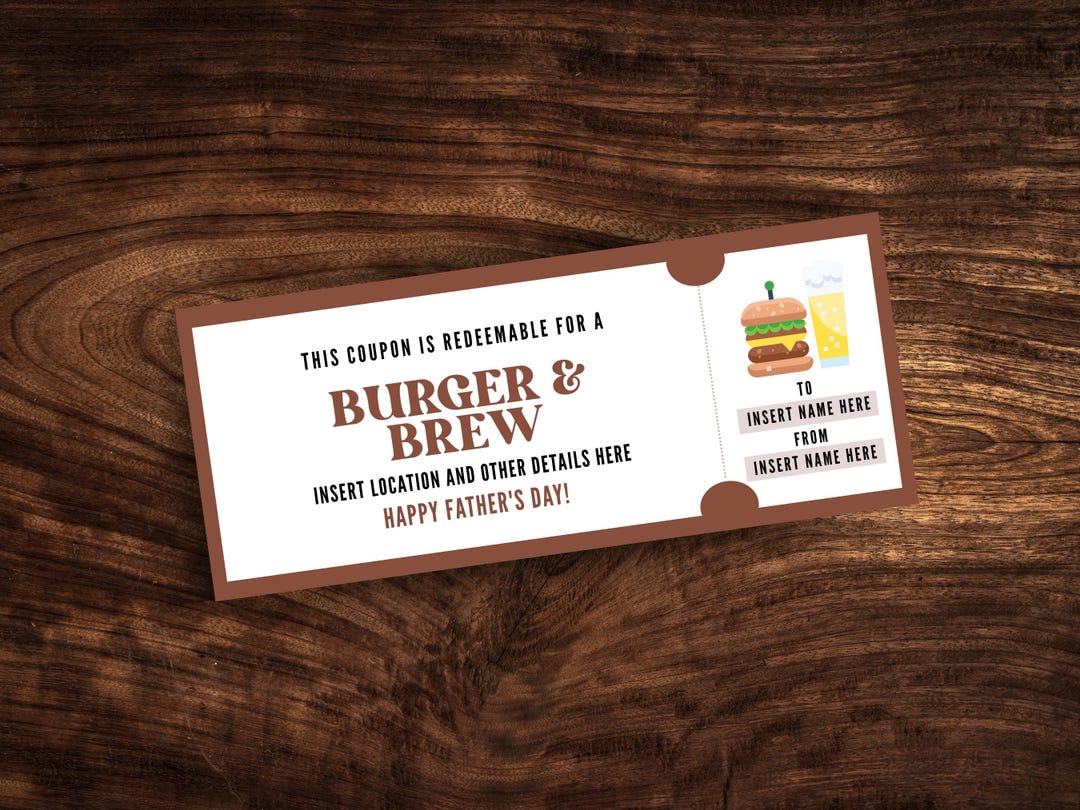 Printable Burger & Brew Coupon Template, Editable Burger and Beer ...