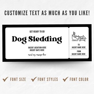 Editable Dog Sledding Ticket Template, Custom Winter Dog Snow Sledding ...
