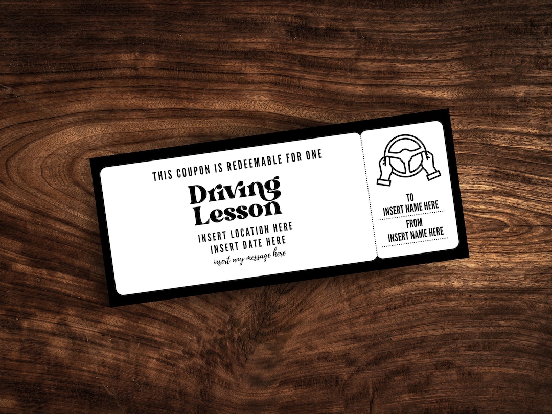 Editable Driving Lesson Coupon Template, Custom Road Lesson Voucher ...
