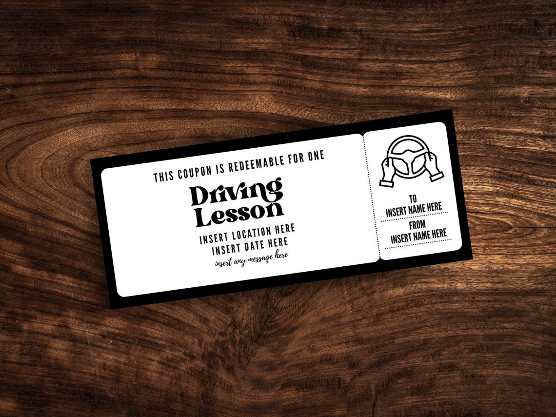 Editable Driving Lesson Coupon Template, Custom Road Lesson Voucher ...