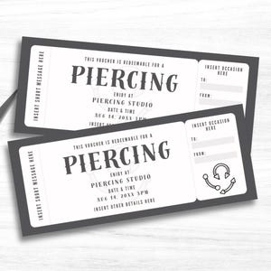Piercing Ticket Gift Voucher, Editable Gift Certificate Template ...